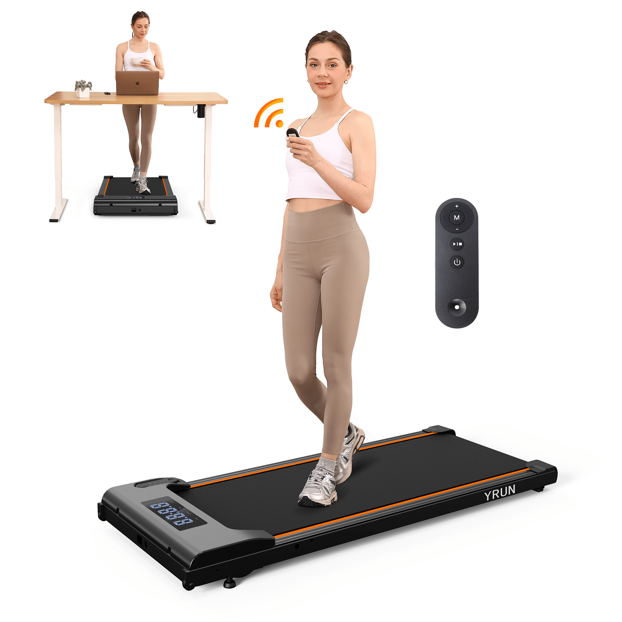 YRUN Walking Pad Under Desk Treadmill with Remote Control and LED for ...